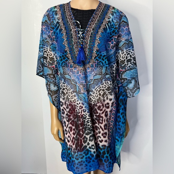 La Moda | Swim | Nwt True Colours By La Moda Blue Cat Maxi Swim Cover ...